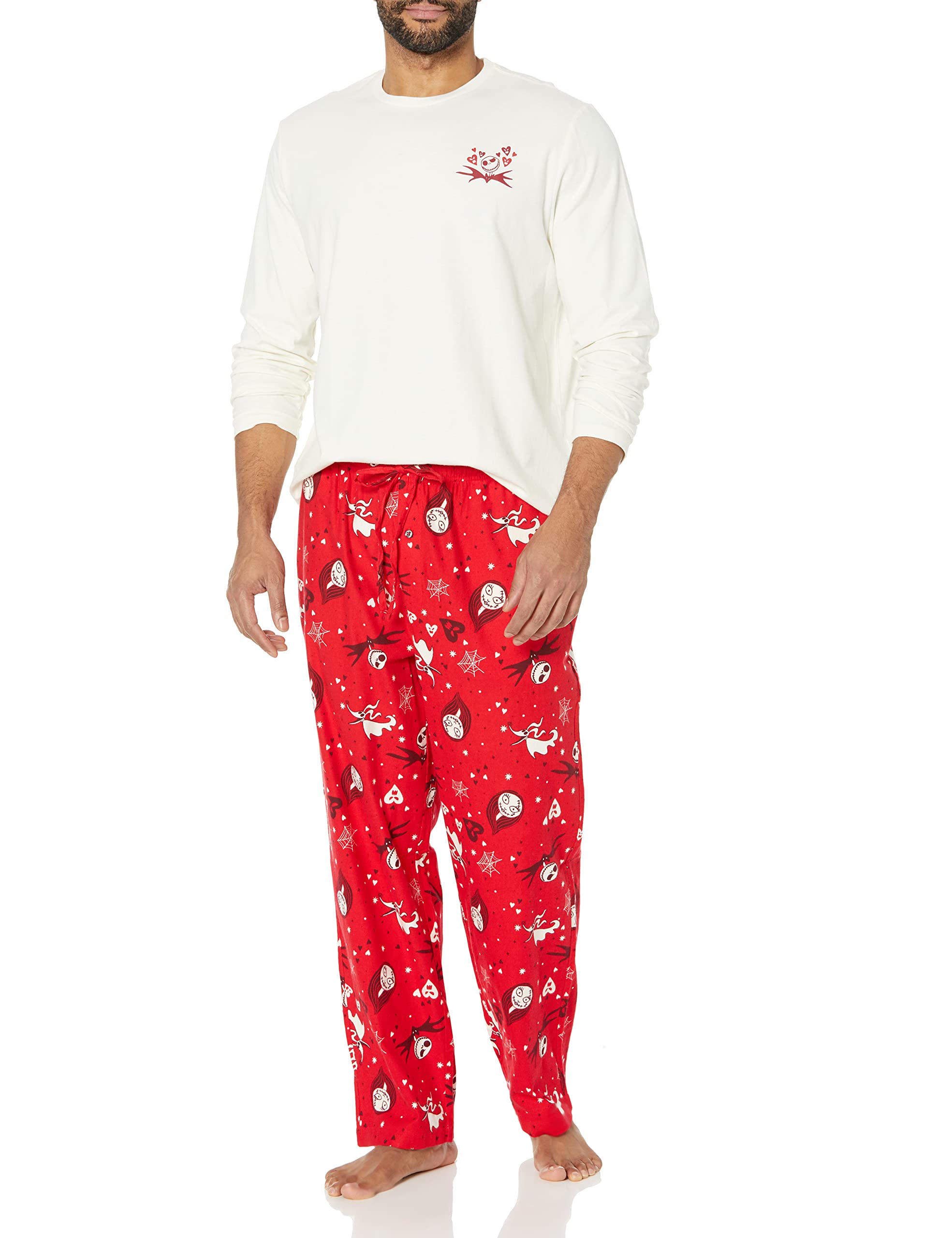 Amazon Essentials Disney | Marvel | Star Wars Men's Flannel Pajama Sleep Sets, Nightmare Valentine - Mens, Medium