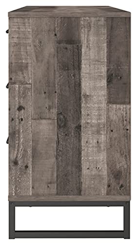 Signature Design by Ashley Neilsville Industrial Butcher Block Style Dresser, Natural Pallet Brown