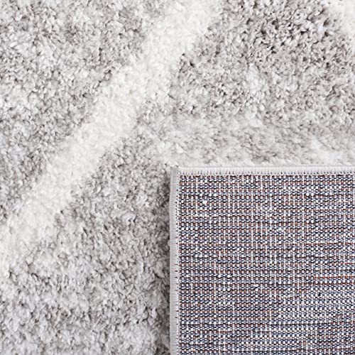 Safavieh Berber Shag Collection 7' x 7' Square Ivory/Grey BER574G Moroccan Rustic Boho Non-Shedding 1.25-inch Thick Area Rug