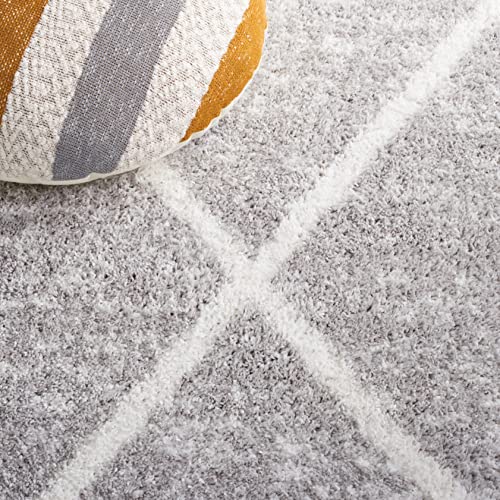 Safavieh Berber Shag Collection 7' x 7' Square Ivory/Grey BER574G Moroccan Rustic Boho Non-Shedding 1.25-inch Thick Area Rug