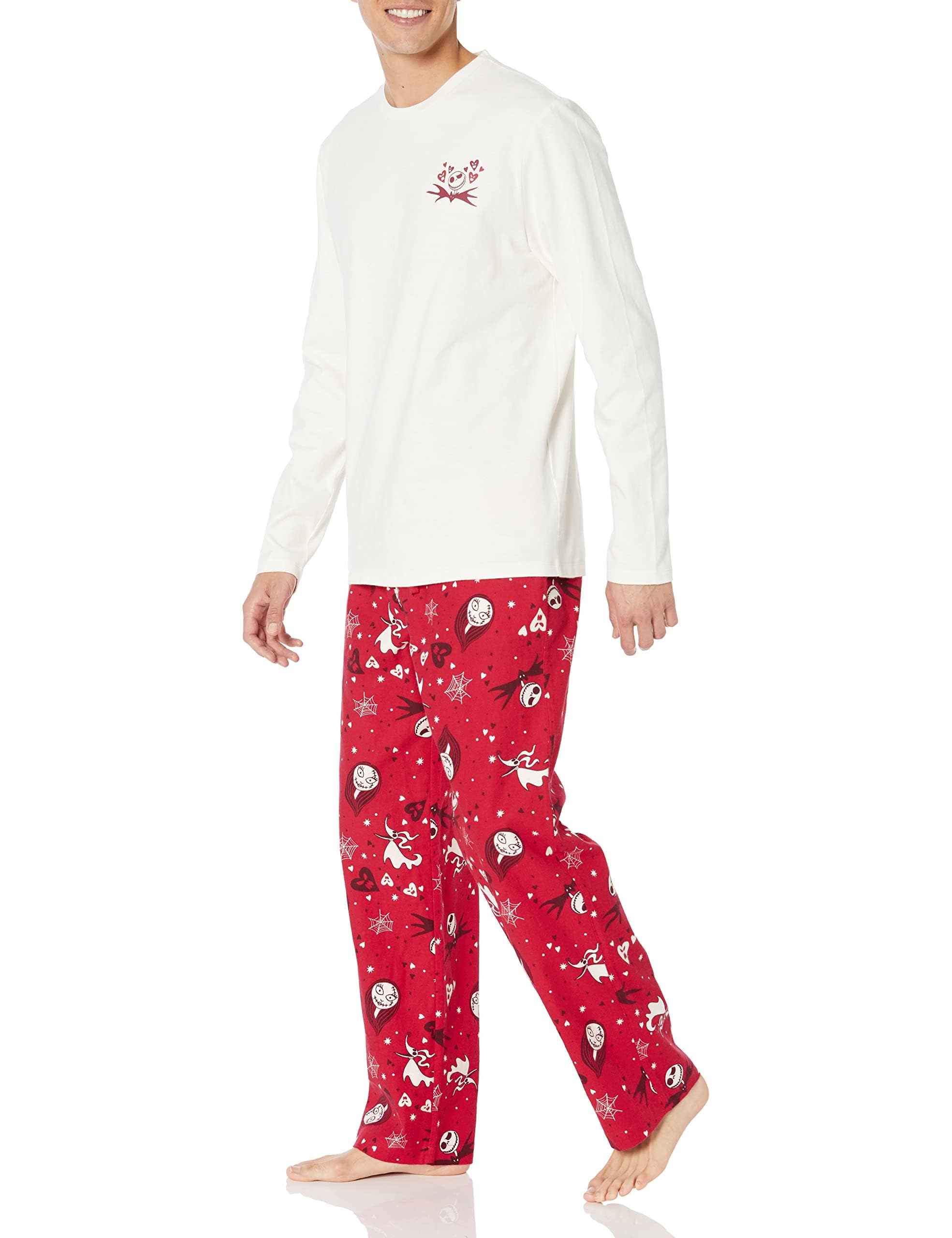 Amazon Essentials Disney | Marvel | Star Wars Men's Flannel Pajama Sleep Sets, Nightmare Valentine - Mens, Medium