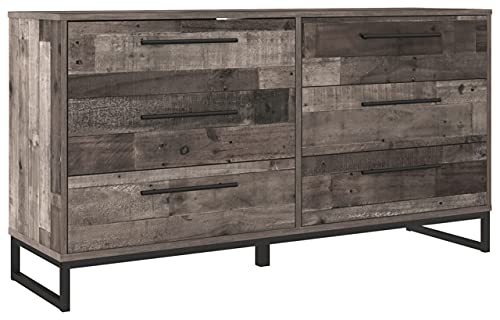Signature Design by Ashley Neilsville Industrial Butcher Block Style Dresser, Natural Pallet Brown