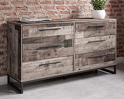 Signature Design by Ashley Neilsville Industrial Butcher Block Style Dresser, Natural Pallet Brown