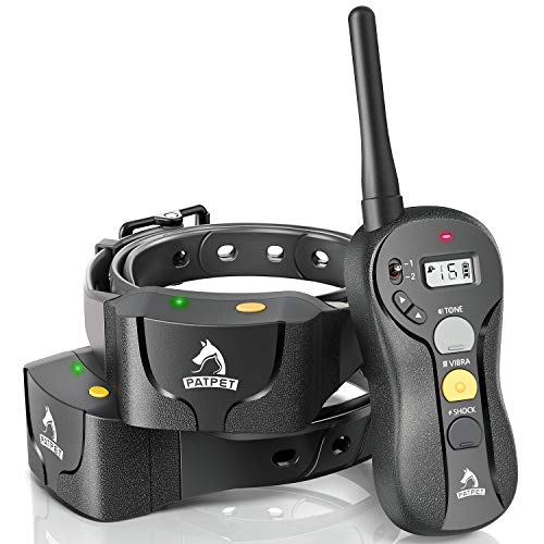 Patpet Dog Training Collar with Remote - Shock Collar for Large Dogs, IPX7 Waterproof Training Collar with Beep, Vibration, Shock Modes
