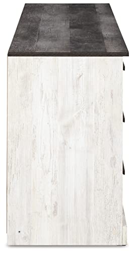 Signature Design by Ashley Shawburn 6 Drawer Dresser, Whitewash & Gray