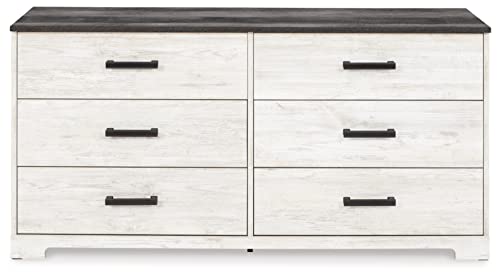 Signature Design by Ashley Shawburn 6 Drawer Dresser, Whitewash & Gray