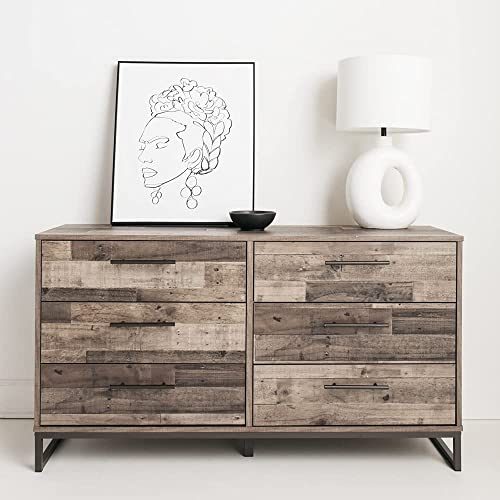 Signature Design by Ashley Neilsville Industrial Butcher Block Style Dresser, Natural Pallet Brown