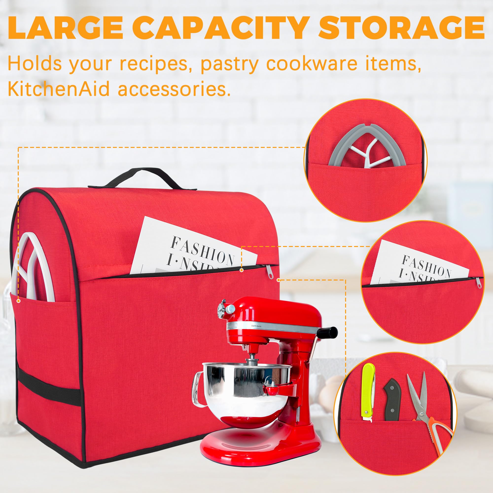 Stand Mixer Cover, Kitchen Aid Mixer Cover Compatible with 6 7 8 Qt Bowl-Lift Stand Mixer Kitchen Aid Mixer Assecories