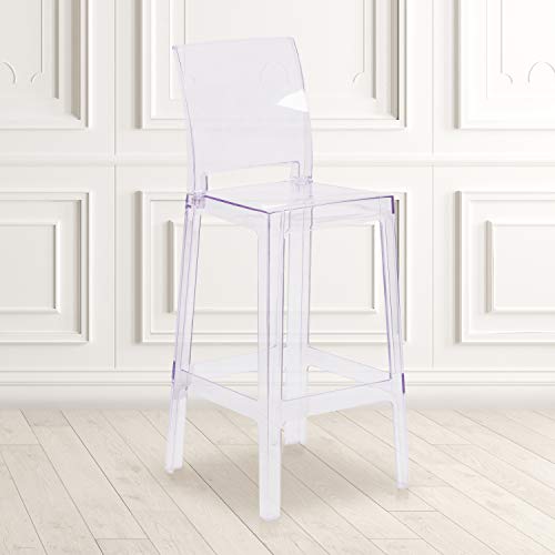 Flash Furniture 4 Pack Ghost Barstool with Square Back in Transparent Crystal