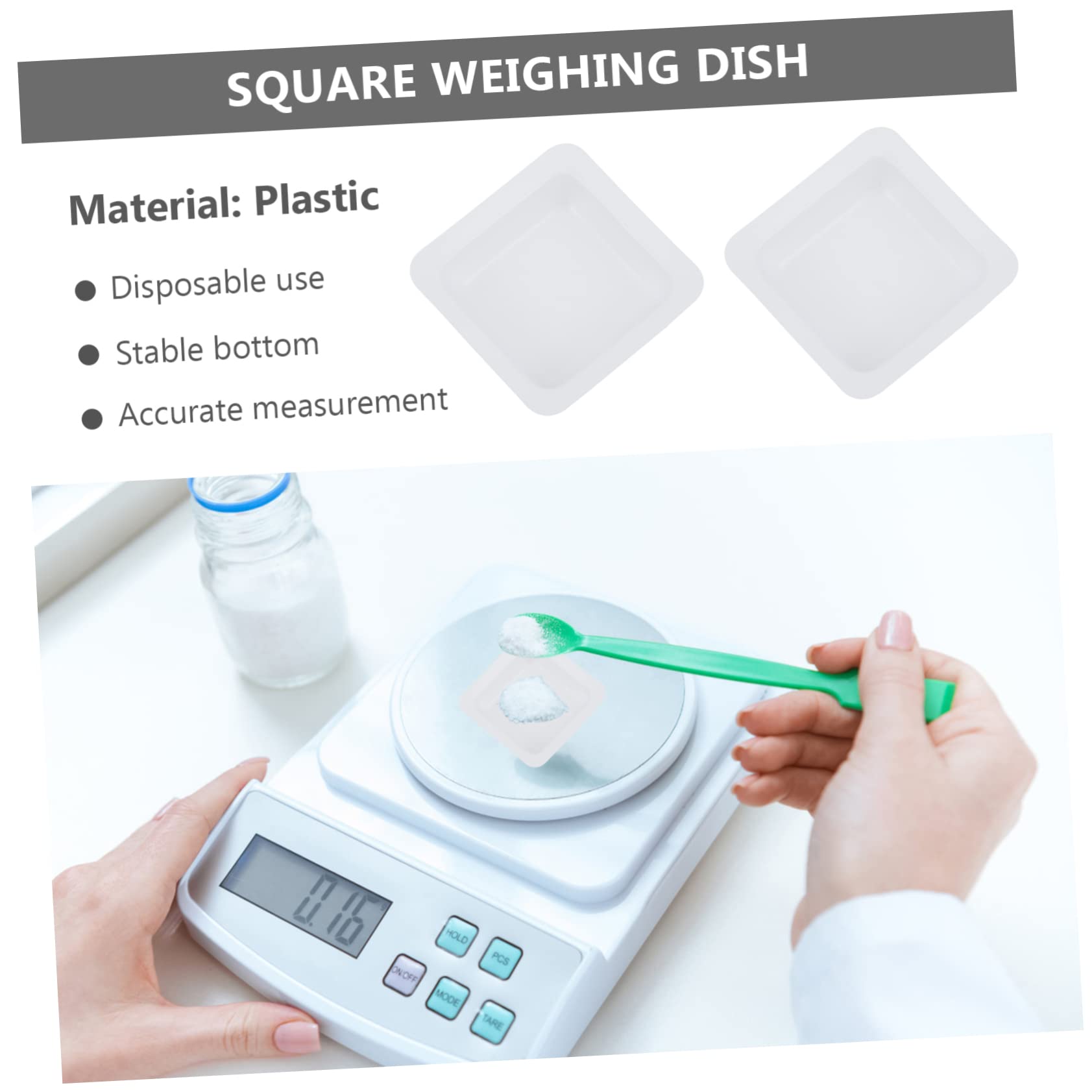 SOLUSTRE Lab Weighing Dishes Weighing Dish for Scale Biologically Inert Weighing Dishes 20pcs Square Weighing Boats Labs Weighing Dishes for Scale