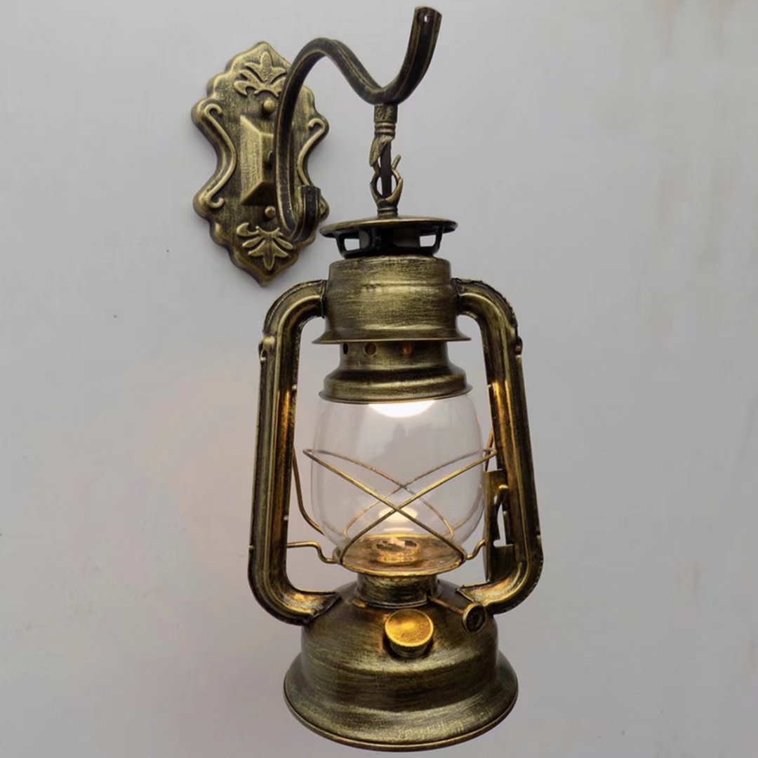 LIN XIAO HAO mayu Lanterne Wall Sconces Retro Antique Wall Lamp Personality Creative Kerosene Lamp Iron Corridor Staircase Lights