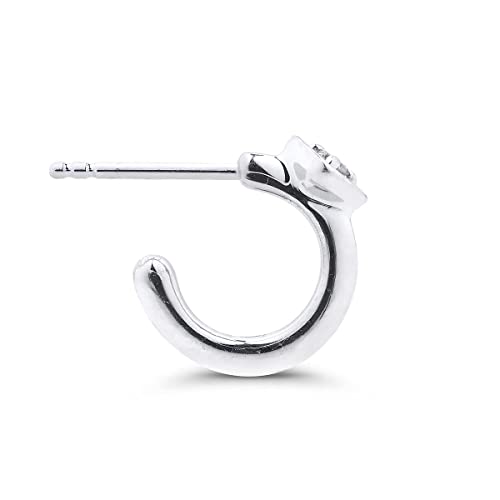 Seed2Stone - Sustainable Silver Hoop Earrings Made with Recycled Metal, Fitted Lab Grown Diamond Earrings with a Minimalist Design, Real Diamond Earrings for Women and Men (Sterling Silver)