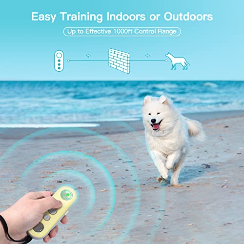 Bousnic Dog Shock Collar with Remote - for Dog 10-120lbs 1000ft Waterproof Rechargeable e Dog Training Collar for Small Medium Large Breed Dog with Beep/Vibrate/Safe Shock & Indicator Light