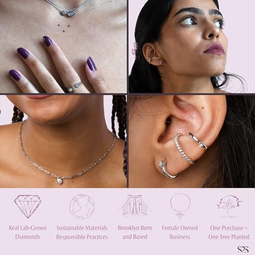 Seed2Stone - Sustainable Silver Hoop Earrings Made with Recycled Metal, Fitted Lab Grown Diamond Earrings with a Minimalist Design, Real Diamond Earrings for Women and Men (Sterling Silver)