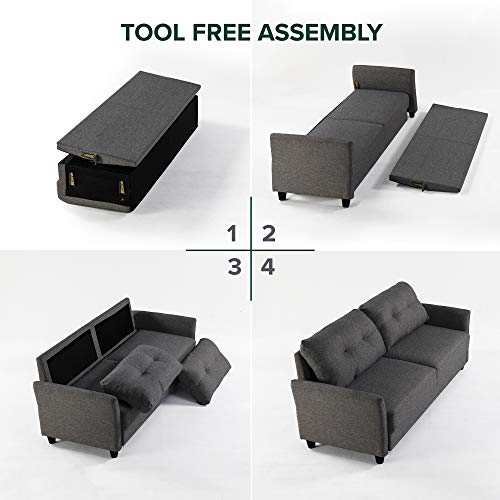 ZINUS Ricardo Loveseat Sofa / Tufted Cushions / Easy, Tool-Free Assembly, Dark Grey