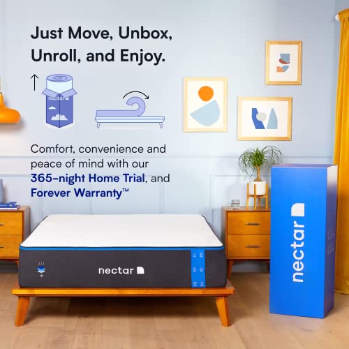 Nectar Queen Mattress 12 Inch - Medium Firm Gel Memory Foam - Cooling Comfort Technology - 365-Night Trial - Forever Warranty,White
