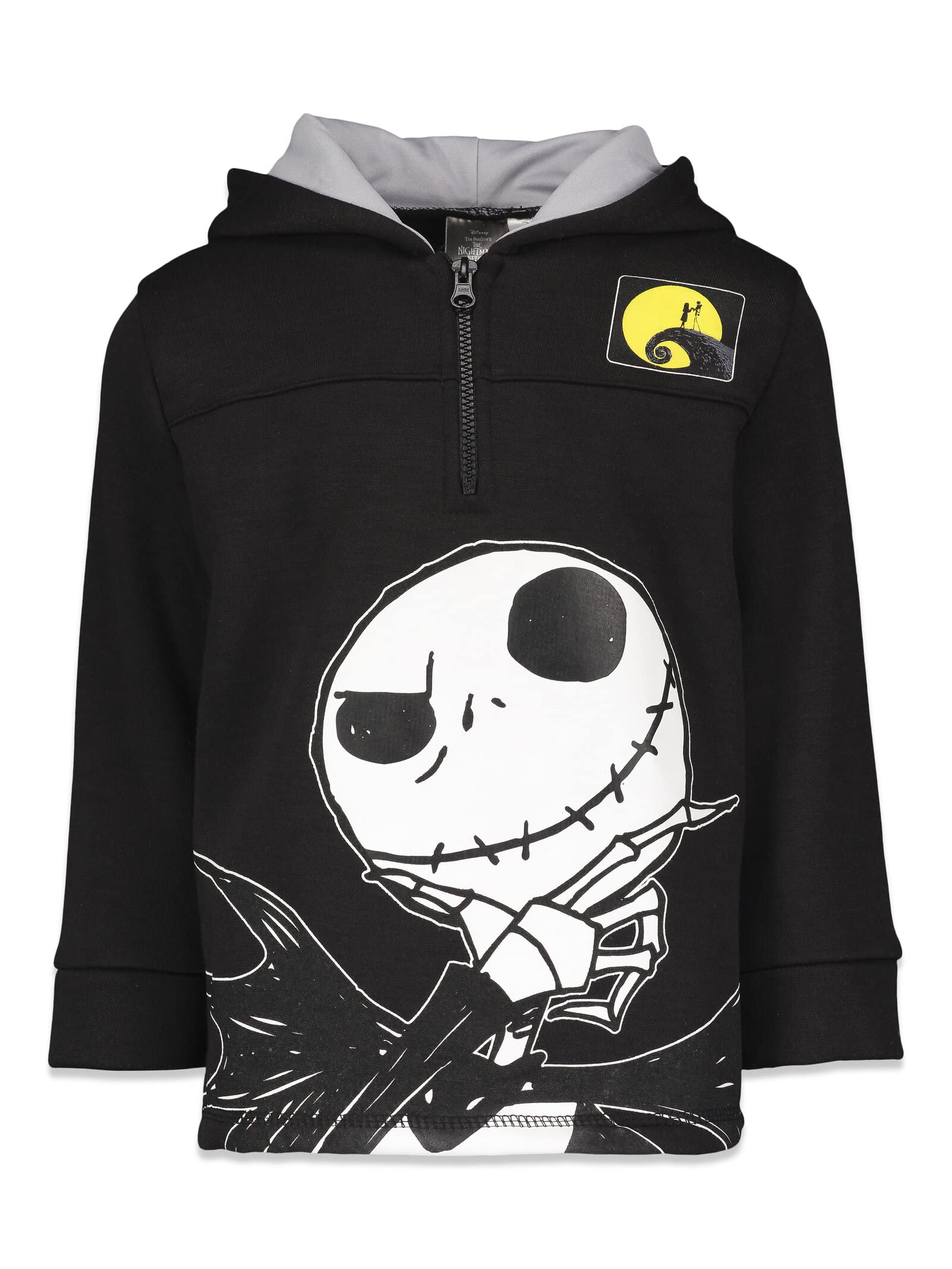 Disney Nightmare Before Christmas Jack Skellington Little Boys Fleece Half Zip Hoodie Black 6
