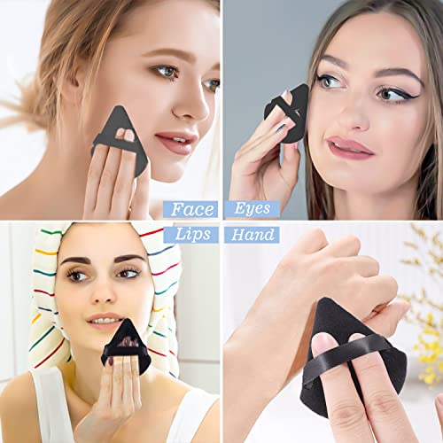 Pimoys 6 Pieces Powder Puff Face Soft Triangle Makeup Puff for Loose Powder Mineral Powder Body Powder Velour Cosmetic Foundation Blender Sponge Beauty Makeup Tools(Black)