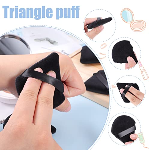 Pimoys 6 Pieces Powder Puff Face Soft Triangle Makeup Puff for Loose Powder Mineral Powder Body Powder Velour Cosmetic Foundation Blender Sponge Beauty Makeup Tools(Black)