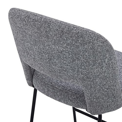 Watson & Whitely Modern Bar Stools, Fabric Upholstered Bar Stool with Back, Metal Legs in Matte Black, 26" H Seat Height, Set of 2, Grey (Multi-Colored)