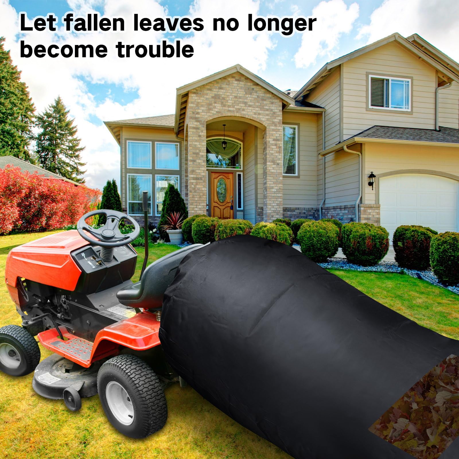 Patelai Lawn Tractor Leaf Bag Grass Catcher Bag for Riding Lawn Mower, 78.7 x 52 Inch Reusable Large Capacity Leaf Bag with Zipper and Vent for Leaf Collection, Heavy Duty Material Collection Systems