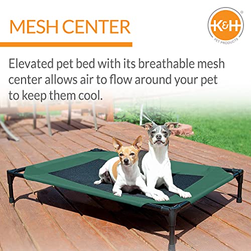 K&H PET PRODUCTS Elevated Cooling Outdoor Dog Bed Portable Raised Dog Cot Green/Black Medium 25 X 32 X 7 Inches