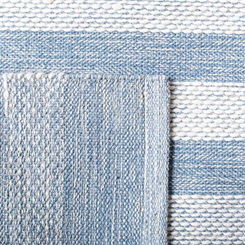 SAFAVIEH Striped Kilim Collection 8' x 10' Ivory/Blue STK504A Handmade Flatweave Cotton Area Rug