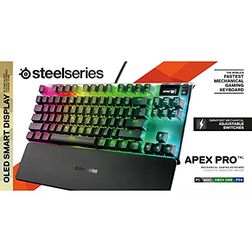 SteelSeries Apex Pro TKL Mechanical Gaming Keyboard, Adjustable Actuation Switches, OLED Smart Display, German QWERTZ Layout