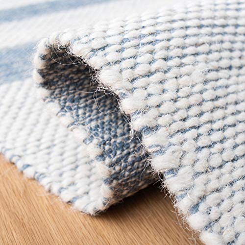 SAFAVIEH Striped Kilim Collection 8' x 10' Ivory/Blue STK504A Handmade Flatweave Cotton Area Rug