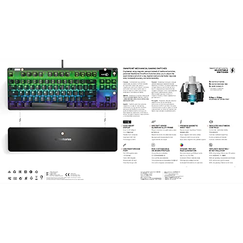 SteelSeries Apex Pro TKL Mechanical Gaming Keyboard, Adjustable Actuation Switches, OLED Smart Display, German QWERTZ Layout