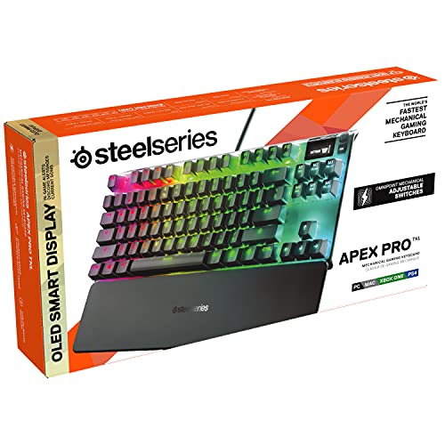 SteelSeries Apex Pro TKL Mechanical Gaming Keyboard, Adjustable Actuation Switches, OLED Smart Display, German QWERTZ Layout