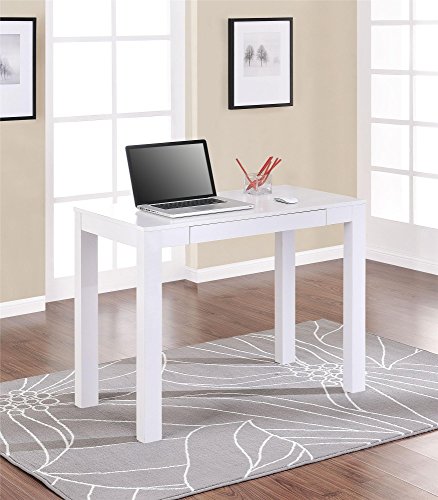 Ameriwood Home Parsons Desk with Drawer, Black & Parsons Desk with Drawer, White