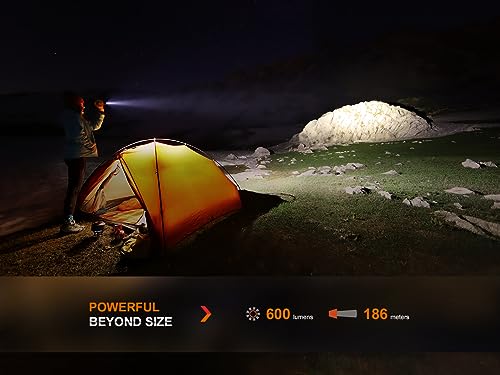 Fenix LD12R EDC Flashlight, 600 Lumen USB-C Rechargeable, AA Compatible, Main and Side Dual LEDs Work Light with Magnetic Clip and Lumentac AA Organizer
