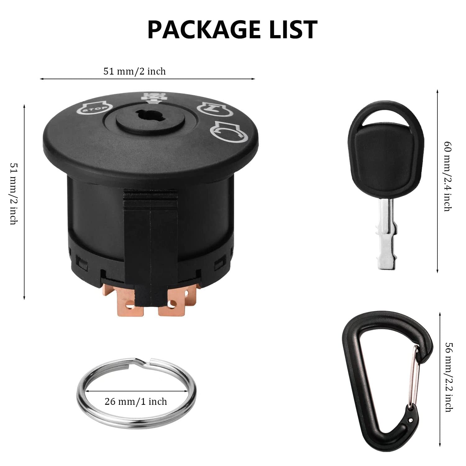 Lawn Mower Ignition Switch 4 Position with Key for Craftsman,532193350 193350 Lawn Mowers Key Switch,Compatible with AYP,Husqvarna,Sears,Poulan Pro Riding Lawn Mower Tractor