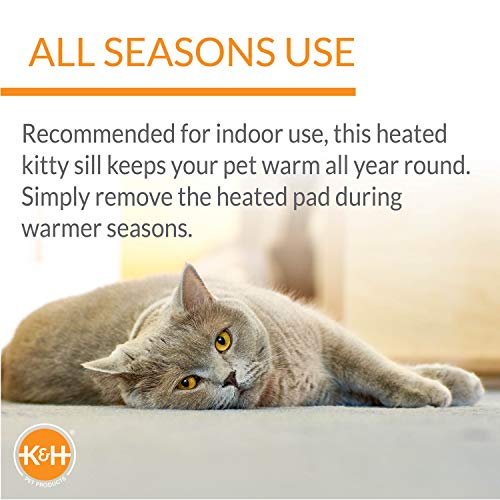 K&H Pet Products Thermo-Kitty Sill Heated Cat Bed, Fleece, 6W