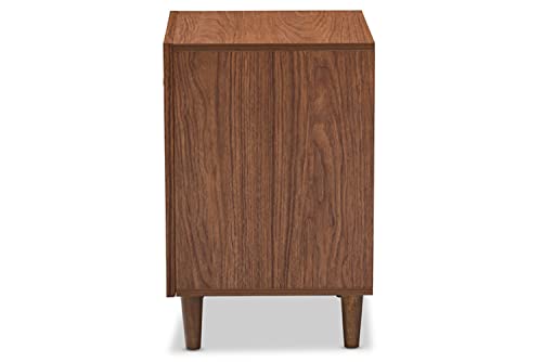 Baxton Studio FP-6783-Walnut/White-NS Nightstand, Medium, White and Walnut