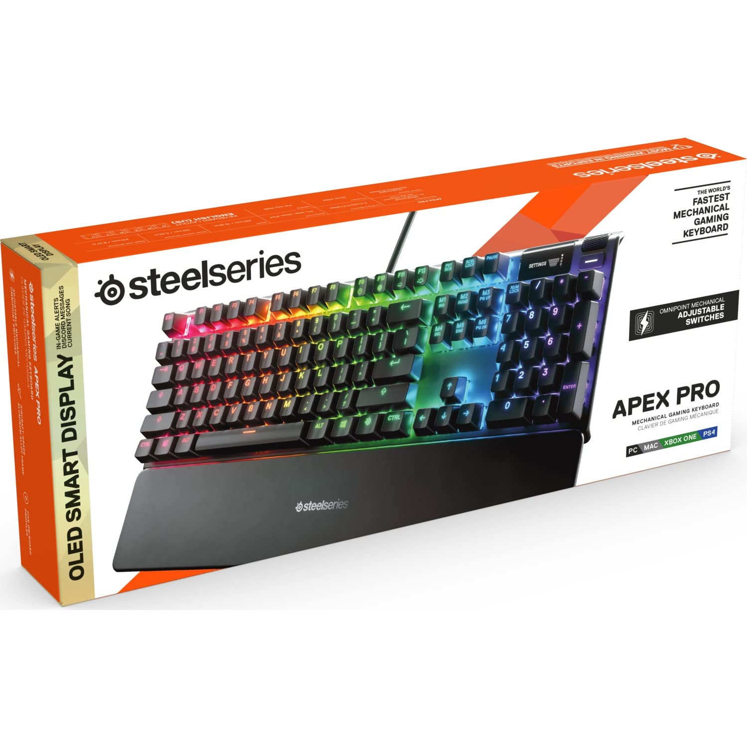 SteelSeries Apex Pro - Mechanical Gaming Keyboard - Adjustable Actuation Switches - OLED Smart Display - English QWERTY Layout - Standard