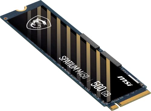 MSI SPATIUM M450 PCIe 4.0 NVMe M.2 500GB Internal Gaming SSD up to 3600MB/s 3D NAND Up to 600 TBW