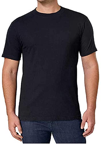 Kirkland Signature Men's Crew Neck Tee 100% Combed Heavyweight Cotton T-Shirts (Pack of 6) (Black, Small)