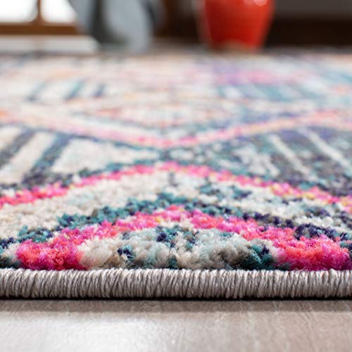 SAFAVIEH Madison Collection 10' x 14' Black / Orange MAD455Z Moroccan Boho Diamond Distressed Non-Shedding Living Room Bedroom Dining Home Office Area Rug