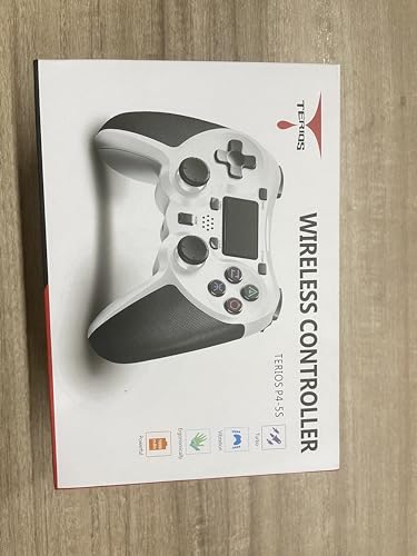 TERIOS Wireless Controllers Compatible with Play-station 4 Game Controllers for PS-4 Pro, PS-4 Slim-Built-in Speaker - Stereo Headset Jack Multitouch Pad - Rechargeable Lithium Battery (White)