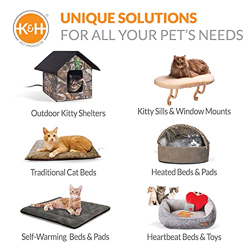 K&H Pet Products EZ Mount Penthouse Window Sill Cat Bed, Cat Hammock for Window Cat Perch Cat Shelf, Sturdy Cat Window Perch for Large Cats, Cat Window Bed Cat Furniture, Cat Window Hammock Gray/Black