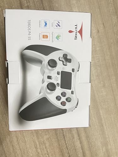 TERIOS Wireless Controllers Compatible with Play-station 4 Game Controllers for PS-4 Pro, PS-4 Slim-Built-in Speaker - Stereo Headset Jack Multitouch Pad - Rechargeable Lithium Battery (White)