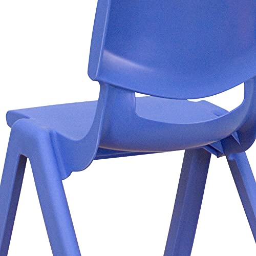 Flash Furniture 23.625''W x 47.25''L Rectangular Blue Plastic Height Adjustable Activity Table Set with 6 Chairs