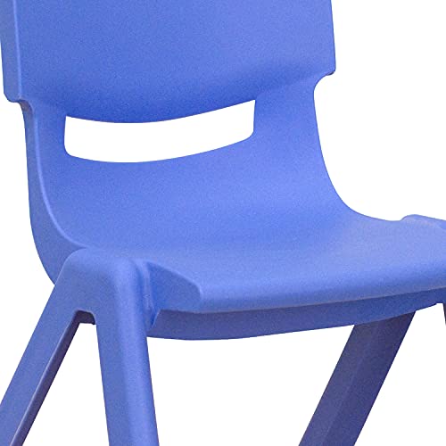 Flash Furniture 23.625''W x 47.25''L Rectangular Blue Plastic Height Adjustable Activity Table Set with 6 Chairs