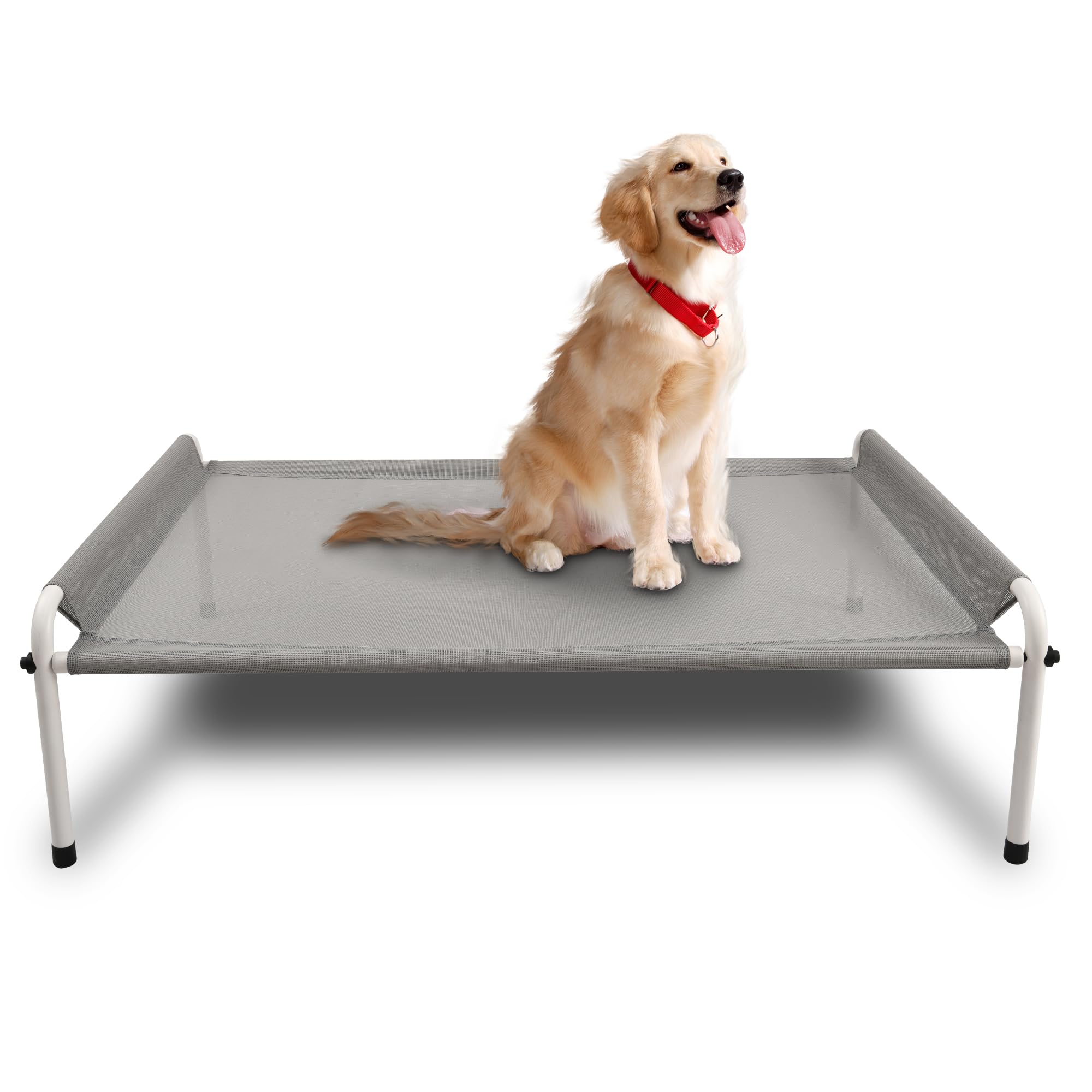 Fattong's Lab Dog Bed, Elevated Dog Cot with Metal Frame and Washable mat, Strong Load Bearing,Medium Size,29.5 * 22.4 * 7.8 Inch,Grey.