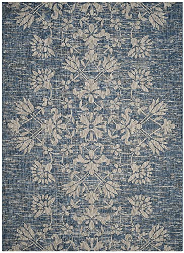 SAFAVIEH Courtyard Collection 9' x 12' Navy/Grey CY8064 Indoor/-Outdoor Waterproof Easy-Cleaning Patio Backyard Mudroom Area-Rug