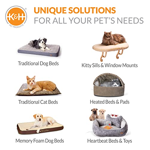 K&H PET PRODUCTS Self-Warming Lounge Sleeper Dog Bed Medium 24 X 30 Inches Brown Paisley Print