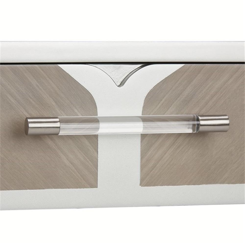 MICHAEL AMINI Lanterna Poplar Wood/Glass Vanity with Mirror in Silver Mist/Beige