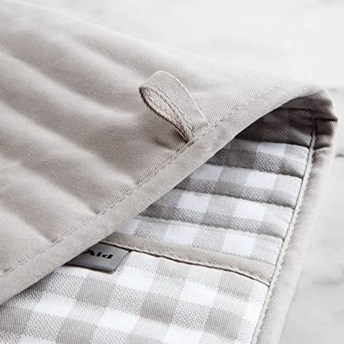 KitchenAid Gingham Casserole Mitt Single Pack, Matte Grey, 35"x7.5"